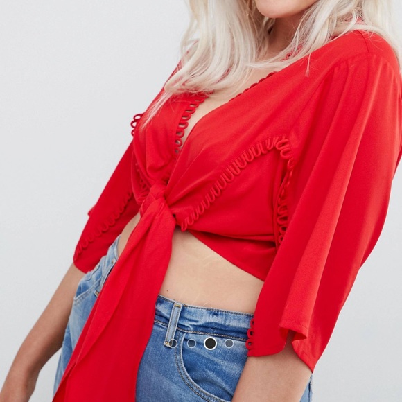 ASOS Curve | Tops | Nwt Asos Curve Red Top With Tie Front | Poshmark